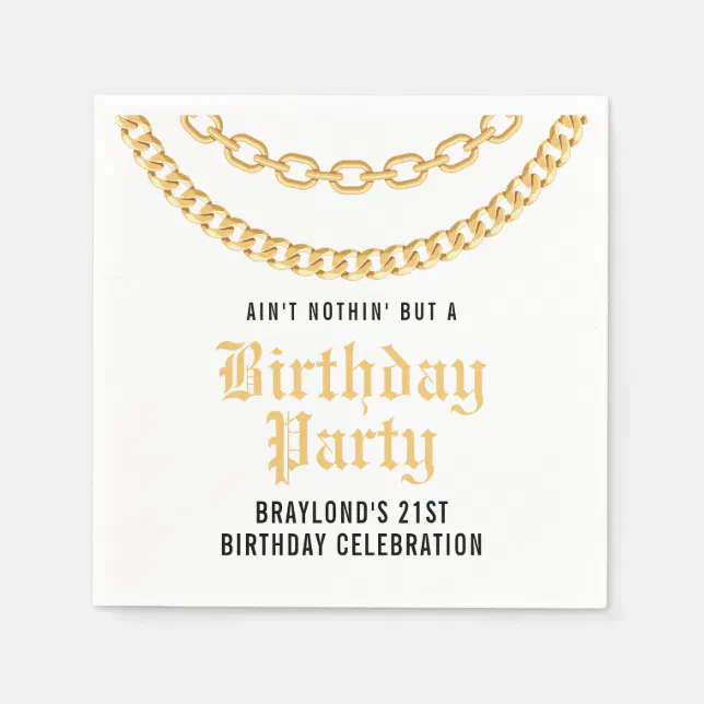 Hip Hop Cuban Link Birthday Paper Napkin | Zazzle