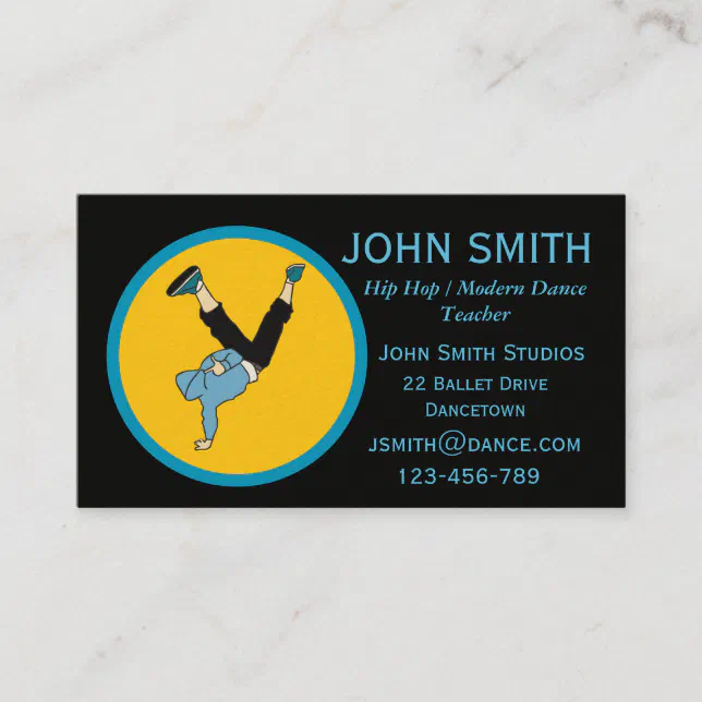 Hip Hop dance teacher dance studio Business Card | Zazzle