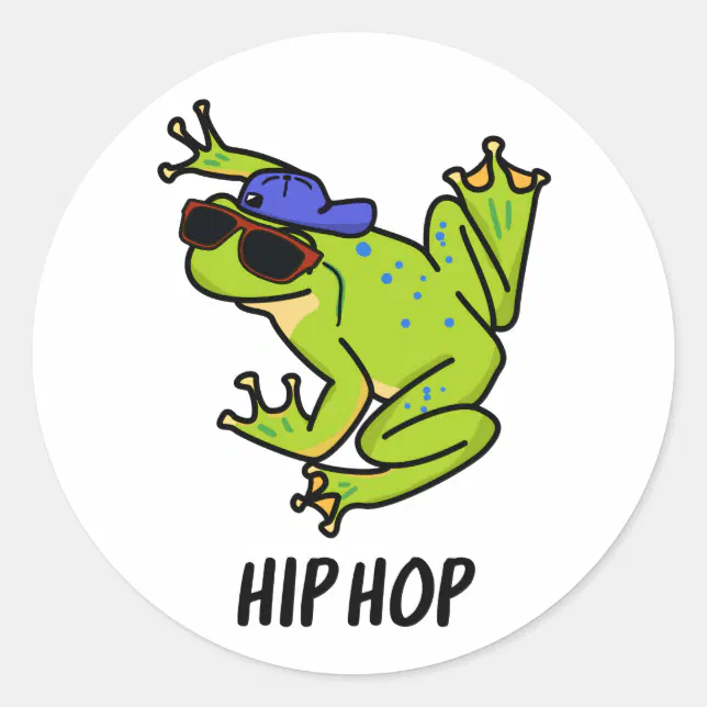 Hip Hop Funny Hopping Frog Pun Classic Round Sticker | Zazzle