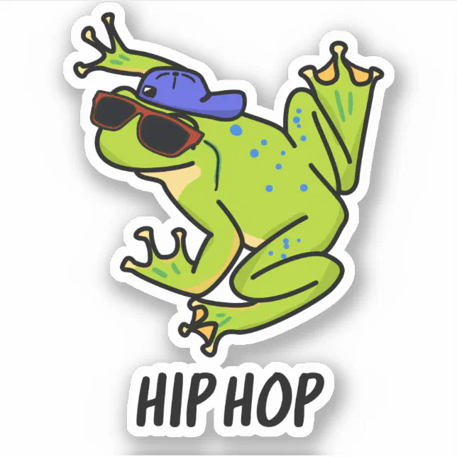 Hip Hop Funny Hopping Frog Pun Sticker | Zazzle