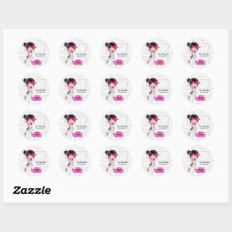 Hip hop girl classic round sticker | Zazzle
