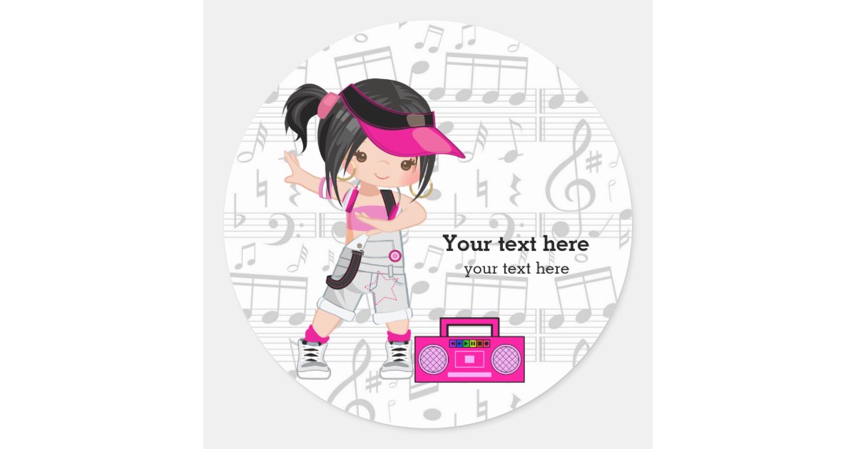 Hip Hop Girl Classic Round Sticker Zazzle
