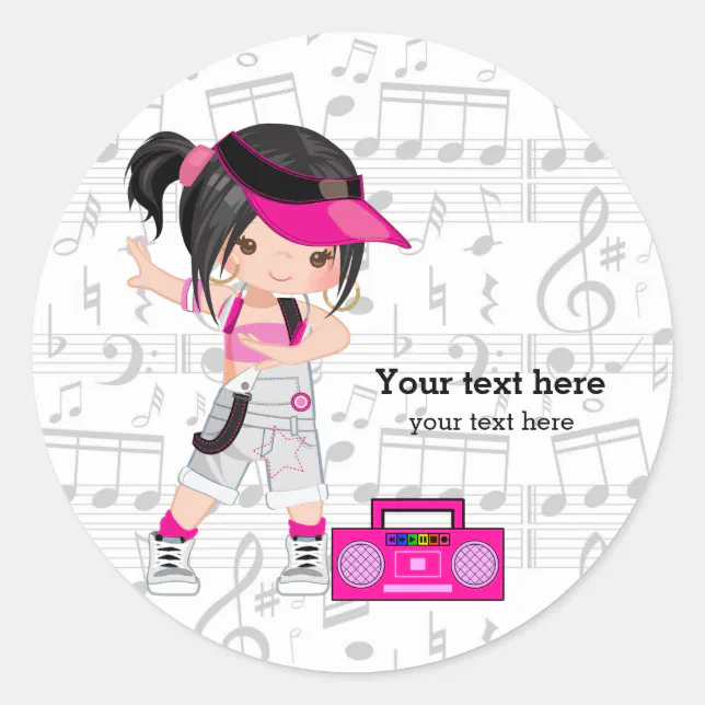 Hip hop girl classic round sticker | Zazzle