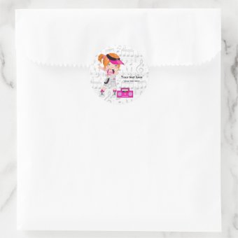 Hip hop girl classic round sticker | Zazzle