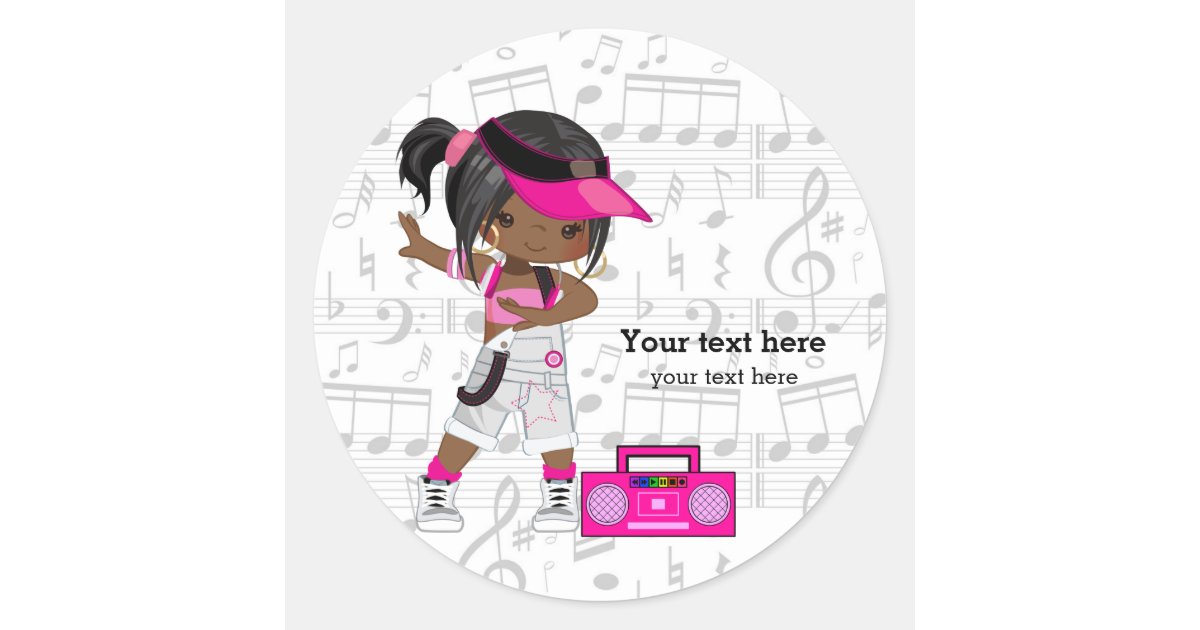 Hip hop girl classic round sticker | Zazzle