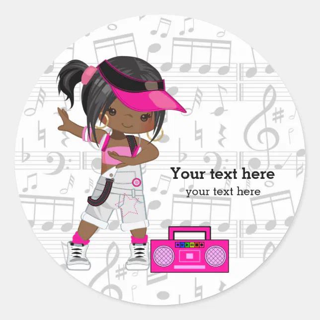 Hip hop girl classic round sticker | Zazzle