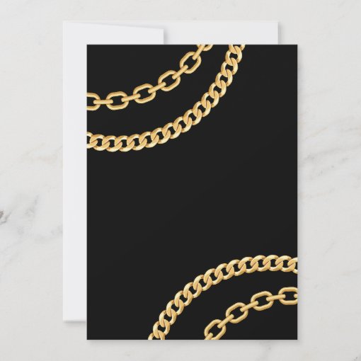 Hip Hop Gold Cuban Link Chain Birthday Invitation | Zazzle