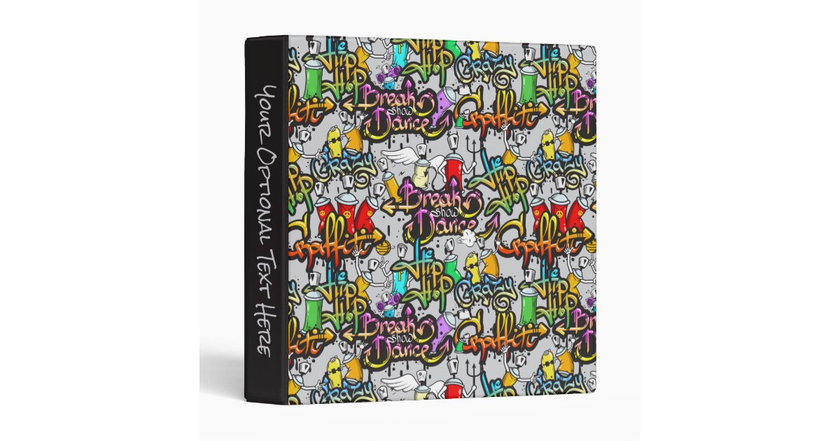 Hip Hop Graffiti Pattern custom text binders | Zazzle