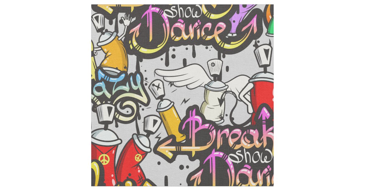 Hip Hop Graffiti Pattern fabric | Zazzle