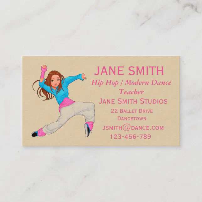Hip Hop modern dance teacher dance studio Business Card | Zazzle