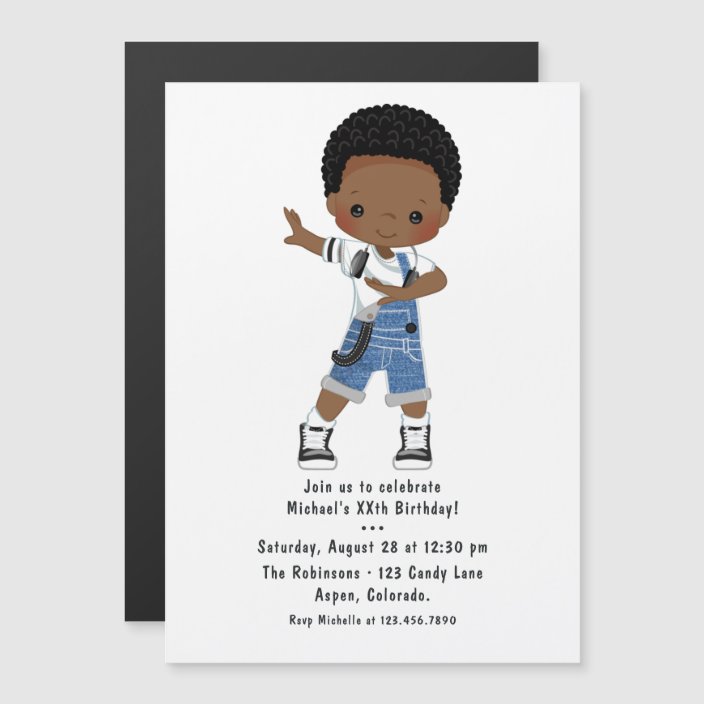 Hip Hop Rap Boy Break Dancer Birthday Party Magnetic Invitation ...