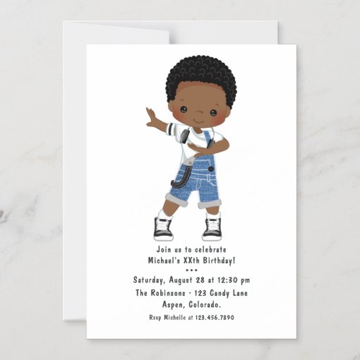 Hip Hop Rap Boy Break Dancer Birthday Party Magnetic Invitation | Zazzle