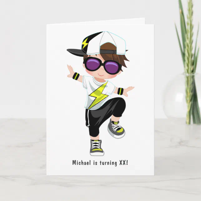 Hip Hop Rap Boy Break Dancer Birthday Party Photo Invitation | Zazzle