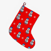 Hip Hop Rapper Snowman and Snowflakes Large Christmas Stocking | Zazzle