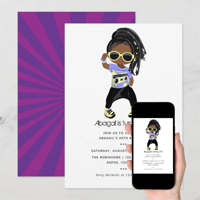 Hip Hop themed Girl Birthday Invitation | Zazzle