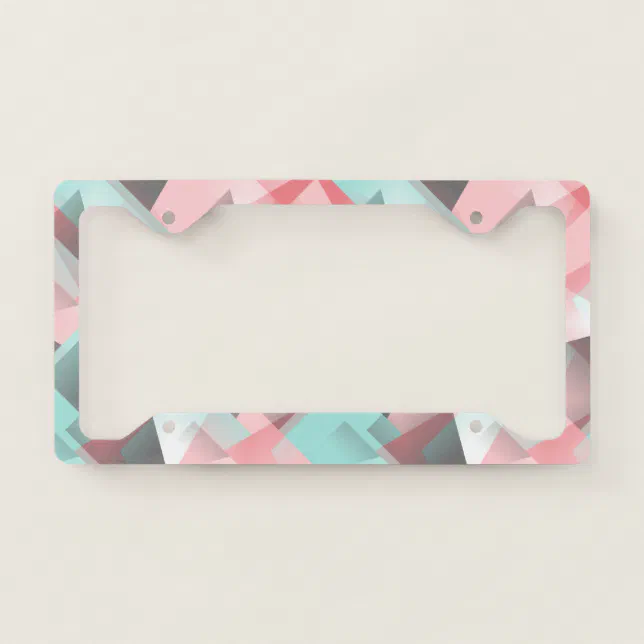 Hip Modern Abstract Geometric Mosaic Art Pattern License Plate Frame ...