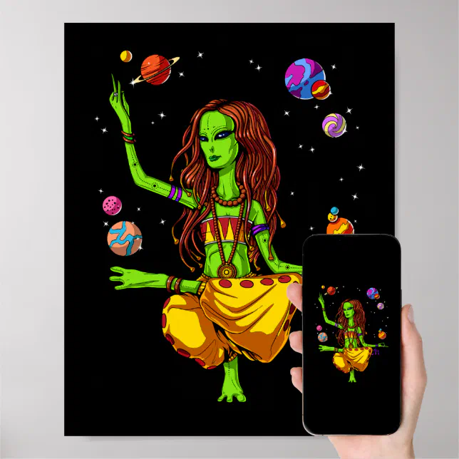 Hippie Alien Yoga Poster | Zazzle