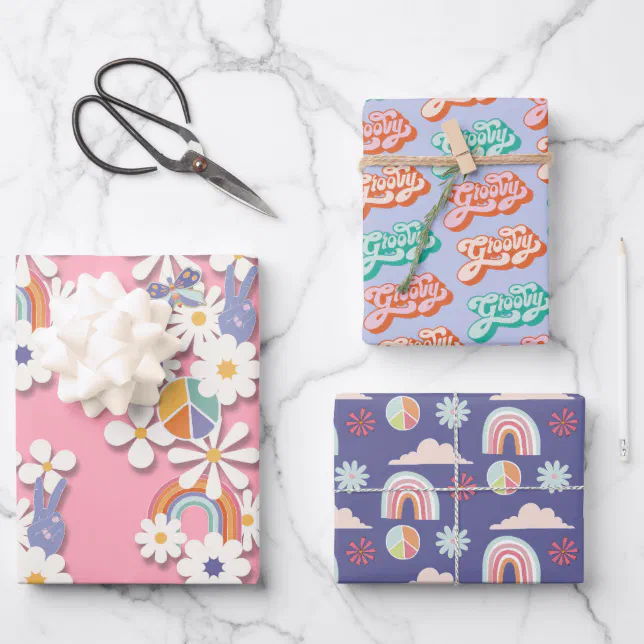 Hippie Birthday Party Peri Wrapping Paper Sheets | Zazzle