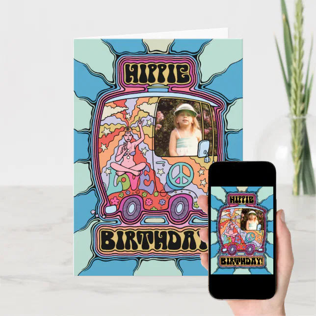 Hippie Birthday Personalizable Card | Zazzle