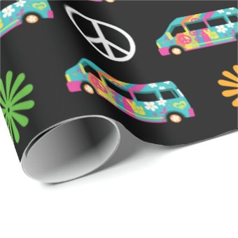 Hippie Bus Peace Sign 70s Wrapping Paper | Zazzle