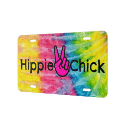 Hippie Chick Peace Tie Dye License Plate | Zazzle
