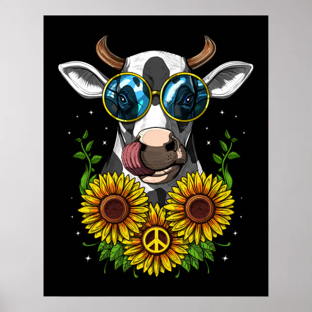 Hippie Cow Poster | Zazzle