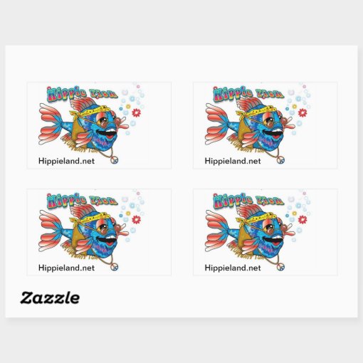 Hippie Fish Rectangular Sticker | Zazzle