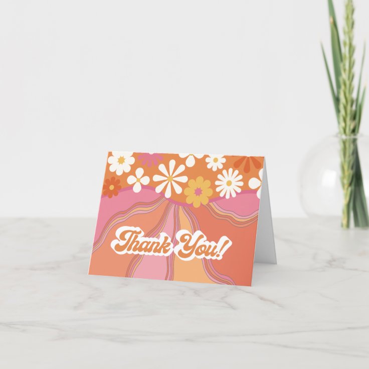Hippie Flower Power 70s 60s Thank you note card | Zazzle