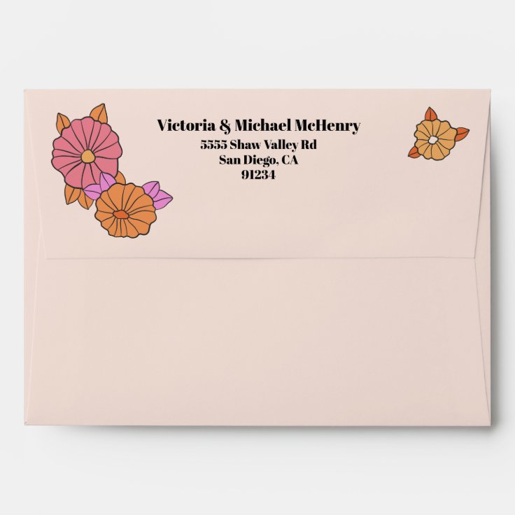 Hippie Flower Power retro 60's 70's Envelope | Zazzle