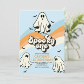 HIPPIE Ghost retro Halloween Spooky One blue Invitation | Zazzle