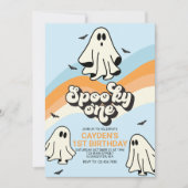HIPPIE Ghost retro Halloween Spooky One blue Invitation | Zazzle