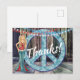 Hippie Girl and Peace Sign Thanks! Thank You Postcard | Zazzle