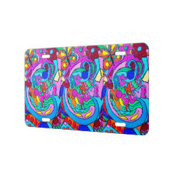 hippie groovy peace and love license plate | Zazzle