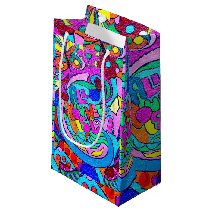 hippie groovy peace and love small gift bag | Zazzle.com