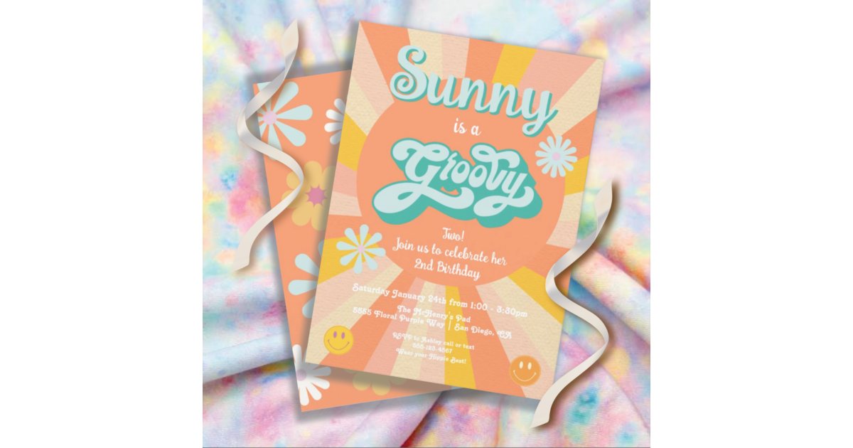Hippie Groovy Sun Flower Power Birthday Party Invitation | Zazzle