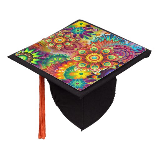 Hippie Groovy Techno Psychedelic Thunder_Cove Graduation Cap Topper ...