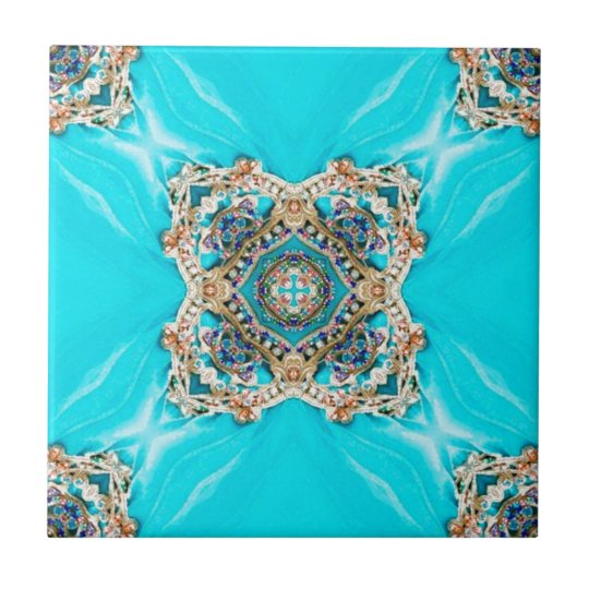 Hippie Gypsy Ethnic turquoise aqua blue bohemian Ceramic Tile | Zazzle.com