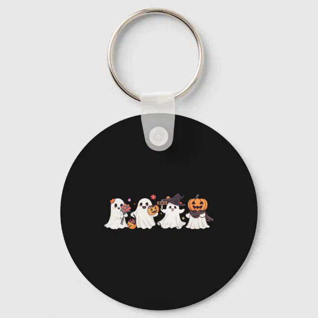 Hippie Halloween Cute Ghost Boo Spooky Season Pump Keychain | Zazzle