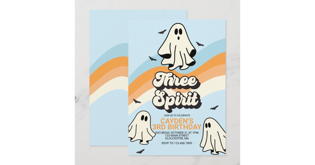 Hippie Halloween Retro Ghost Three Spirit Invitation | Zazzle