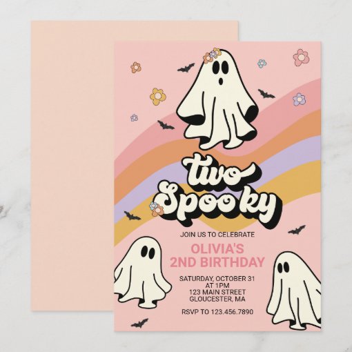 Hippie Halloween Two Spooky Birthday Invitation | Zazzle