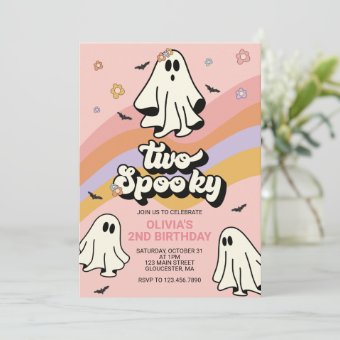 Hippie Halloween Two Spooky Birthday Invitation | Zazzle