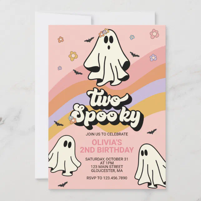 Hippie Halloween Two Spooky Birthday Invitation | Zazzle