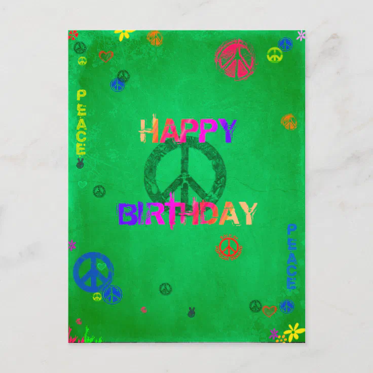 Hippie Happy Birthday Card | Zazzle