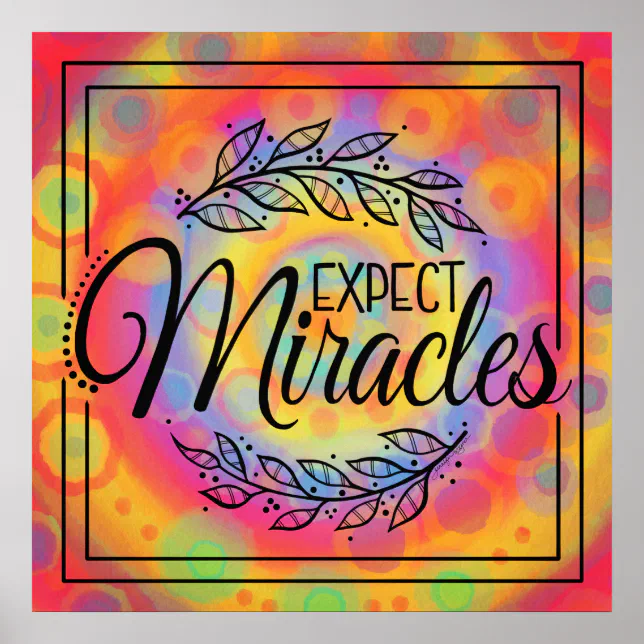 Hippie Inspirational Expect Miracles Classroom Poster | Zazzle