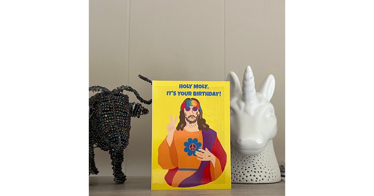 Hippie Jesus Custom Message Birthday Card | Zazzle