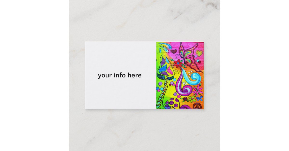 hippie magic mushroom business card | Zazzle
