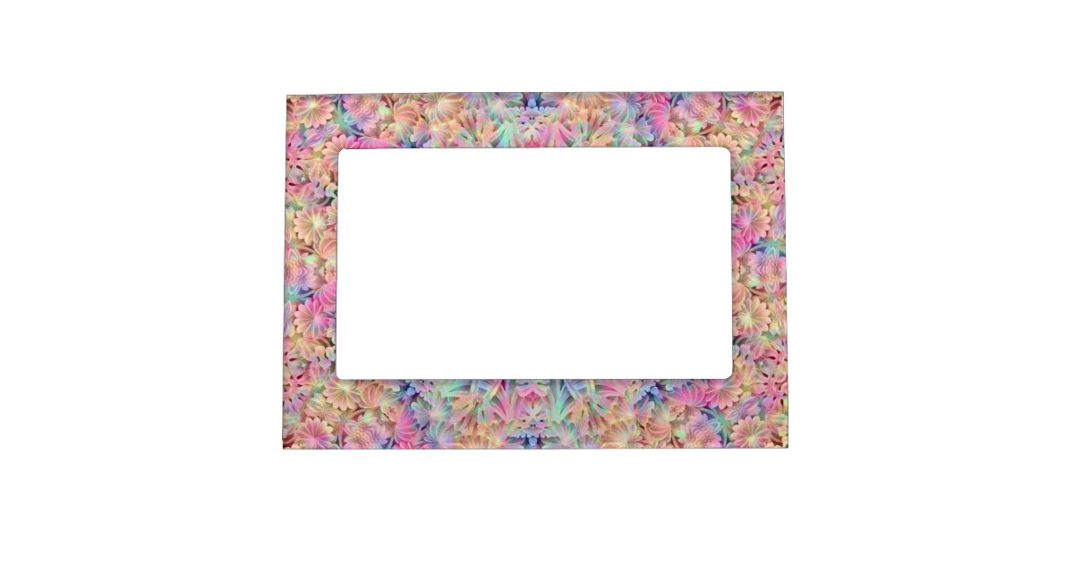 Hippie Pastel Colors Vintage Fractal Kaleidoscope Magnetic Photo Frame ...