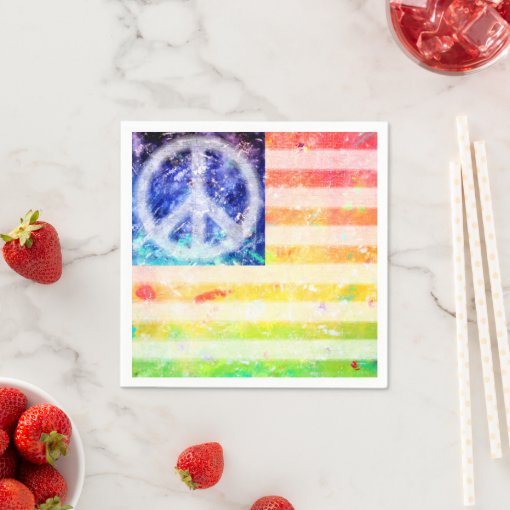 Hippie Peace Freak Flag Paper Napkins | Zazzle