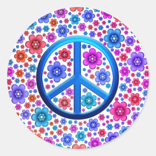 Hippie Peace Sign Classic Round Sticker | Zazzle