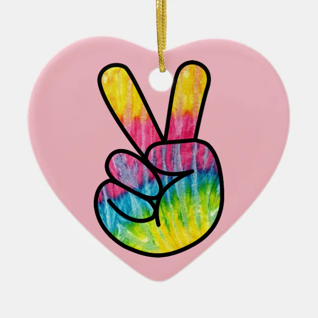 Hippie peace sign porcelain ornament | Zazzle